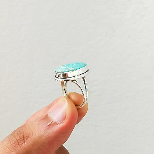 Amazonite Oval Shape Gemstones Gemstone Rings/Handmade Silver Ring/Proposal Stone Ring/Statement Rings/Birth Gemstone/Wedding Ring Size 5 us to 12 us -1348 (5.5)