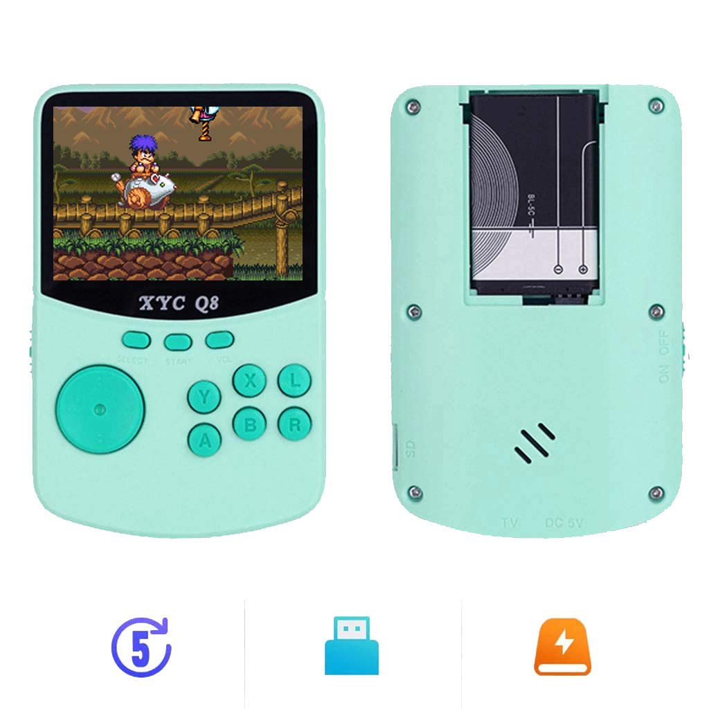 HDStore 2020 New Portable Retro Pocket Video Gaming Console 16bit Game Retro Handheld Video Games Console Support NES SNES MAME MD GBA XYC Q8 Arcade Game - Green Color
