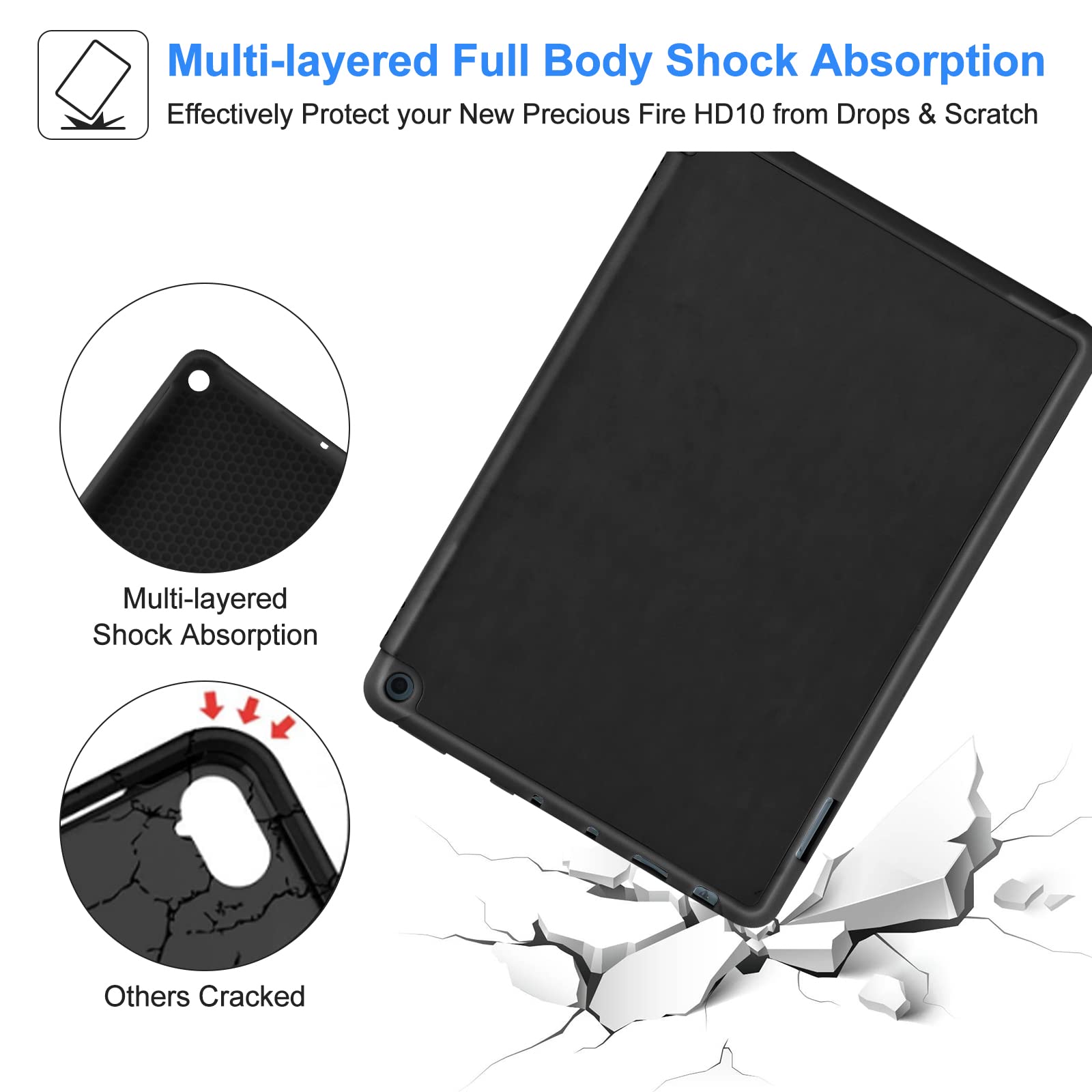 Case for Amazon Kindle Fire HD 10 Tablet & Fire HD 10 Plus (11th Generation, 2021 Release) 10.1" - PU Leather Slim Folding Stand Cover Folio Protective Case with Auto Wake/Sleep, Green