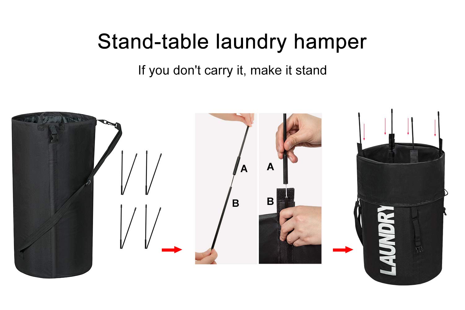 Chrislley 106L Extra Large Laundry Hamper with Drawstring Dorm Room Backpack Laundry Bag Collapsible Laundry Basket for College Students Travel Day Trip(Black)