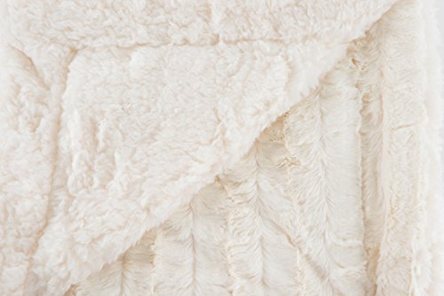 long rich Longrich Embossed Faux-Fur Reversible Sherpa, Ivory throw blanket 50 in X 60 in