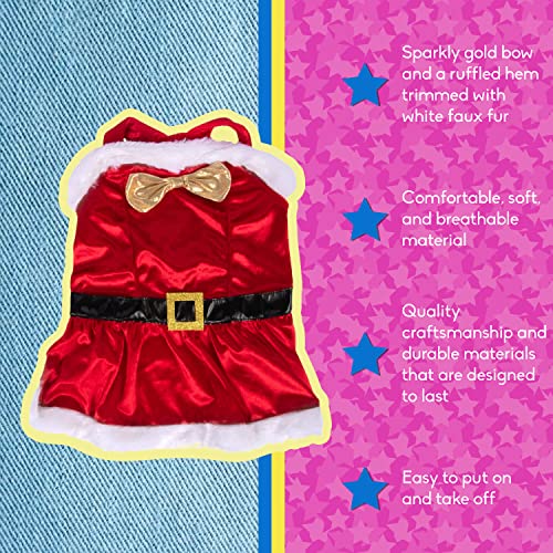 Doggy Parton Red Faux Fur Trimmed Dollys Little Holiday Dress for Pets, Medium