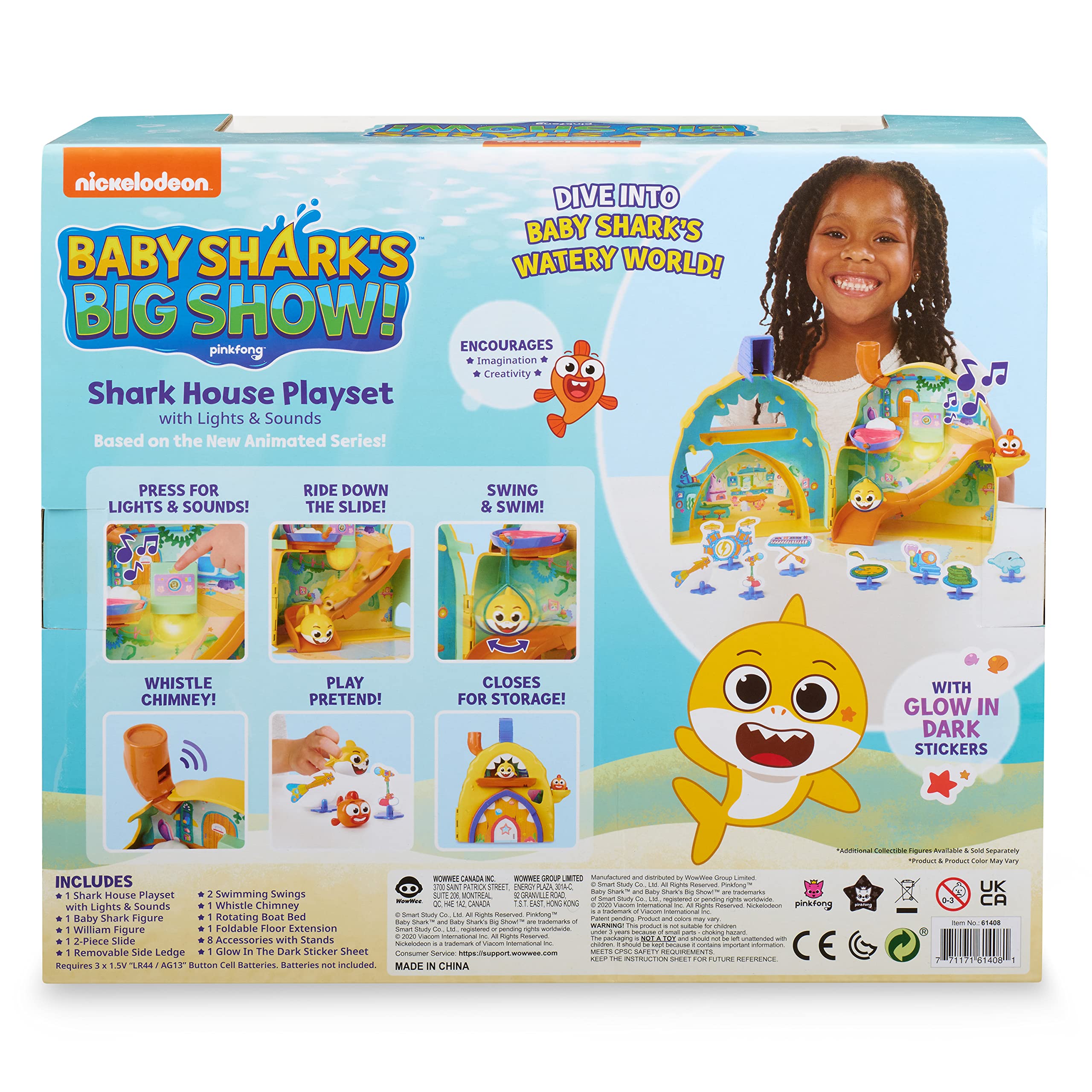 WowWee Baby Shark's Big Show! Shark House Playset – Lights and Sounds Toddler Playset – Interactive Baby Shark Toy