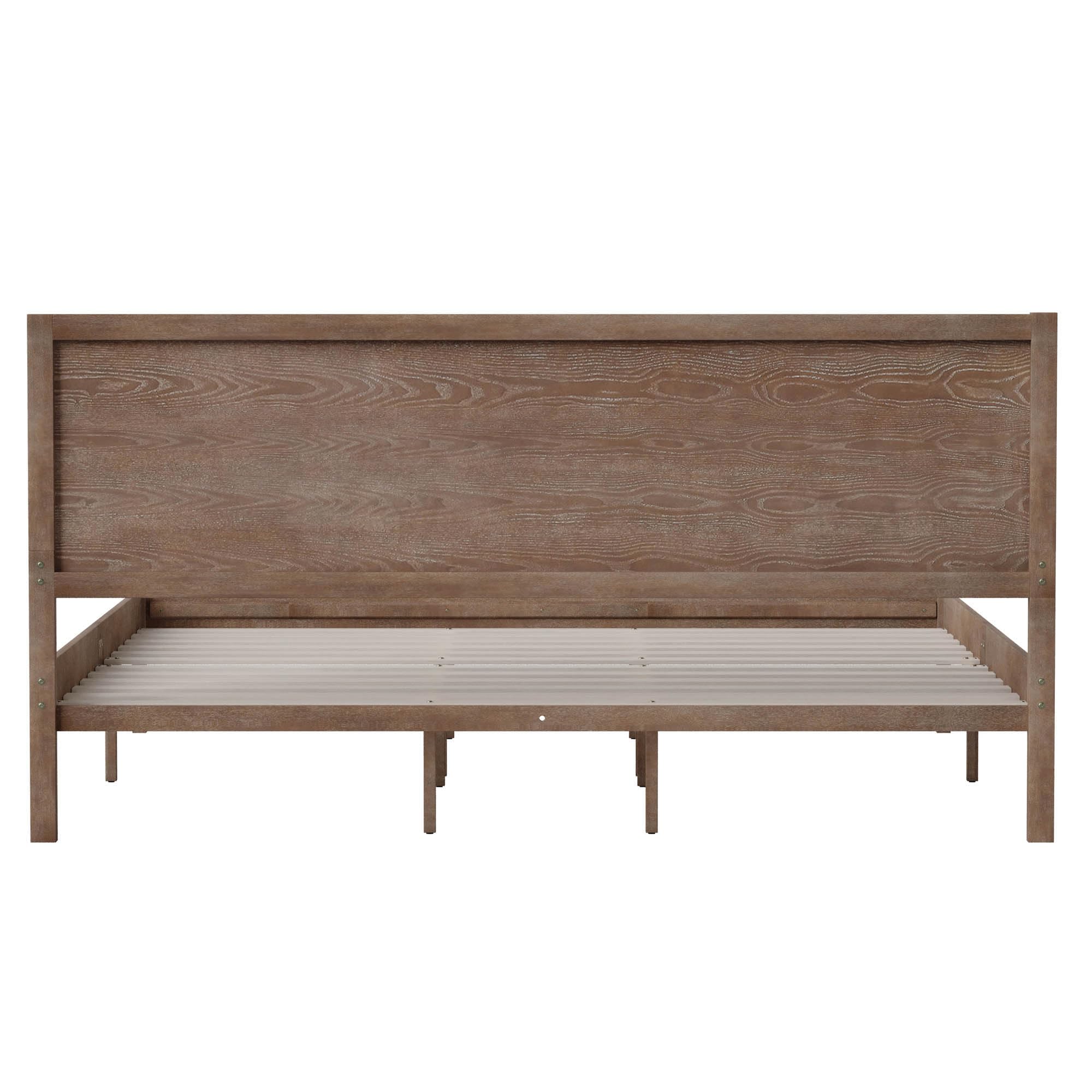 Flash Furniture Asher Solid Wood Platform Bed with Wooden Slats and Headboard, No Box Spring Needed, King Size, Light Brown
