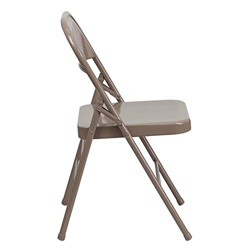Flash Furniture 2 Pack HERCULES Series Triple Braced & Double Hinged Beige Metal Folding Chair
