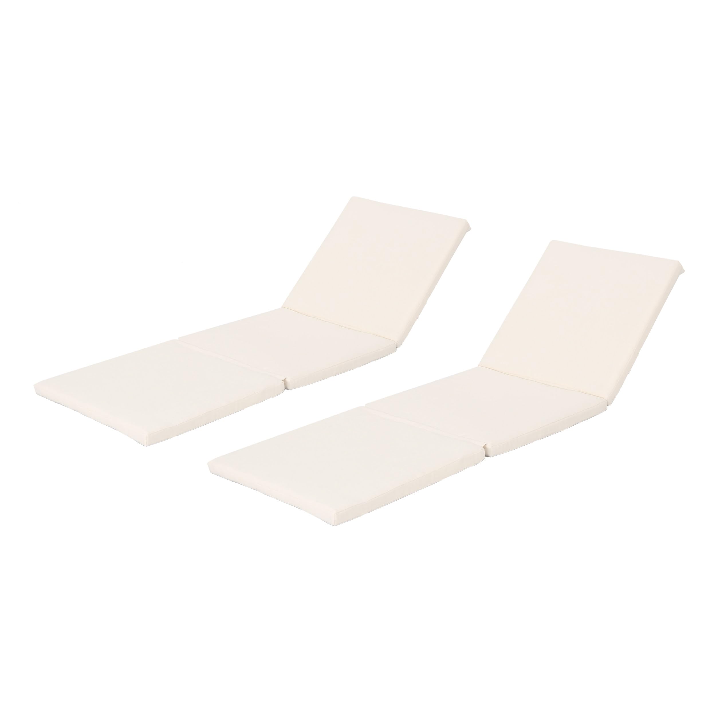 Christopher Knight Home Jamaica Outdoor Water Resistant Chaise Lounge Cushions, 2-Pcs Set, Cream