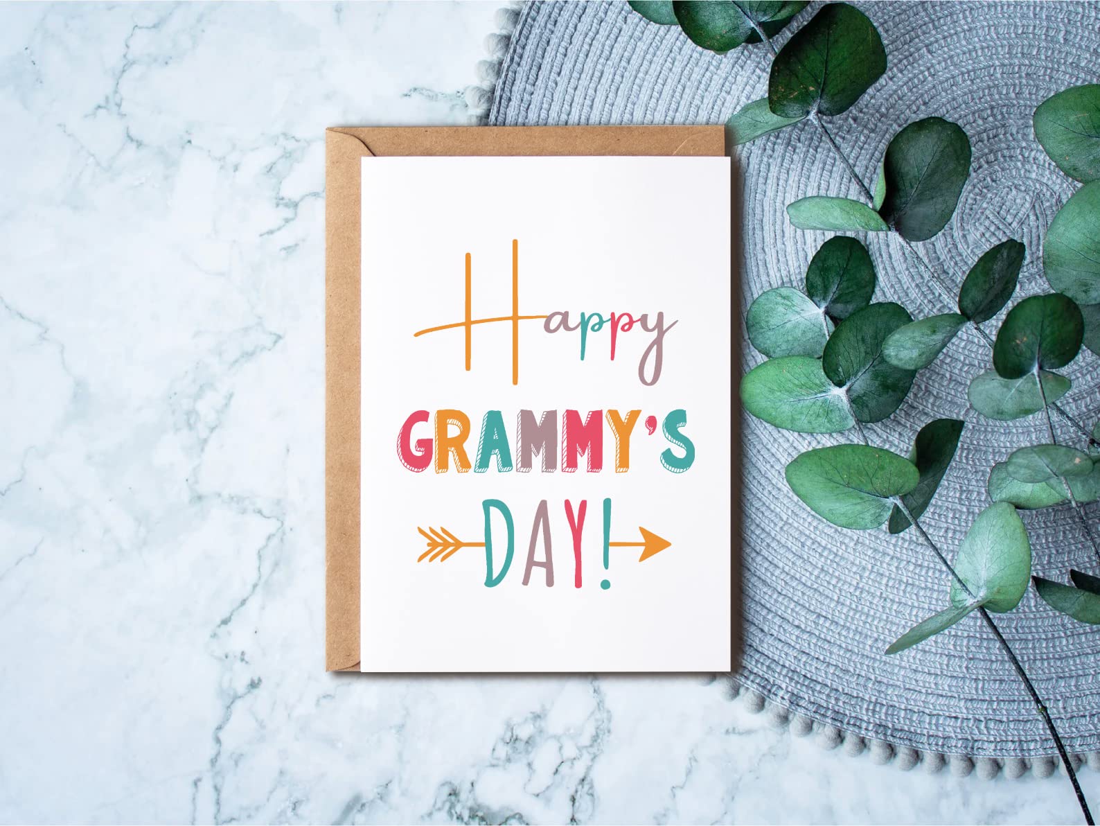 EirlysDesigns Greeting Card for Grammy or Grandma. Premium 5 x 7 inches Birthday or Mother's Day Card. Includes Envelope.