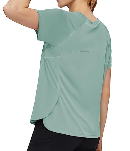Dragon Fit Lightweight Workout Tops for Women Short Sleeve Crew Neck Yoga Shirts Casual Athletic T-Shirts