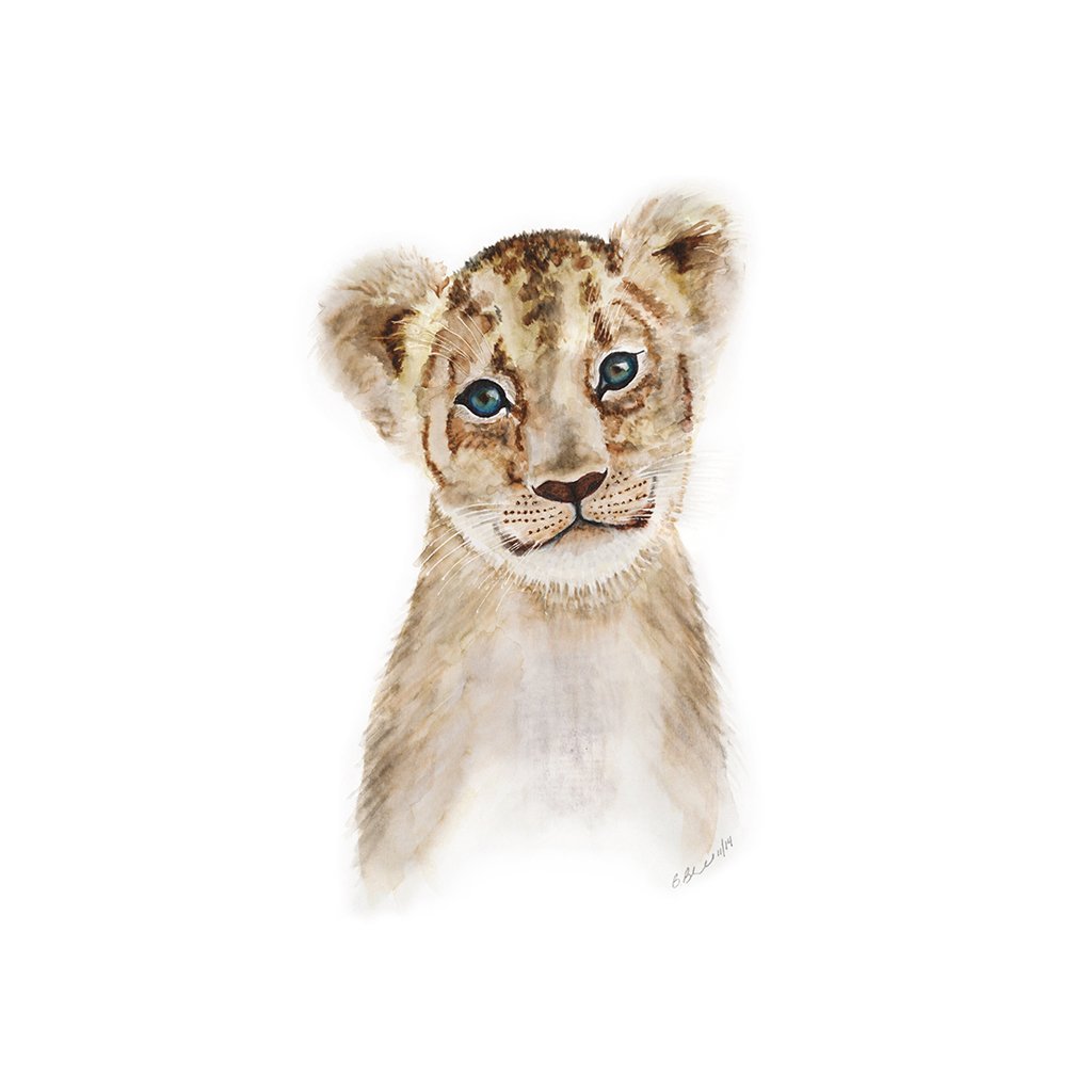 Baby Lion Nursery Print, African Safari Nursery Art, Brown, Beige - Various Sizes Available