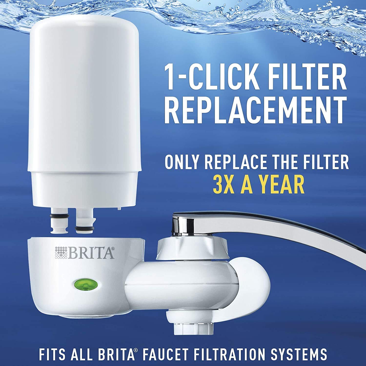 Brita COMINHKR063772 Tap Faucet Water, Includes:1 System+2 Filters, White