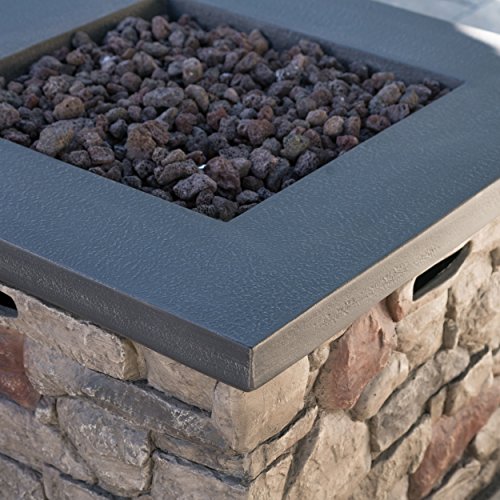 Christopher Knight Home Carson Outdoor Square Fire Pit - 40,000 BTU, Stone Finish