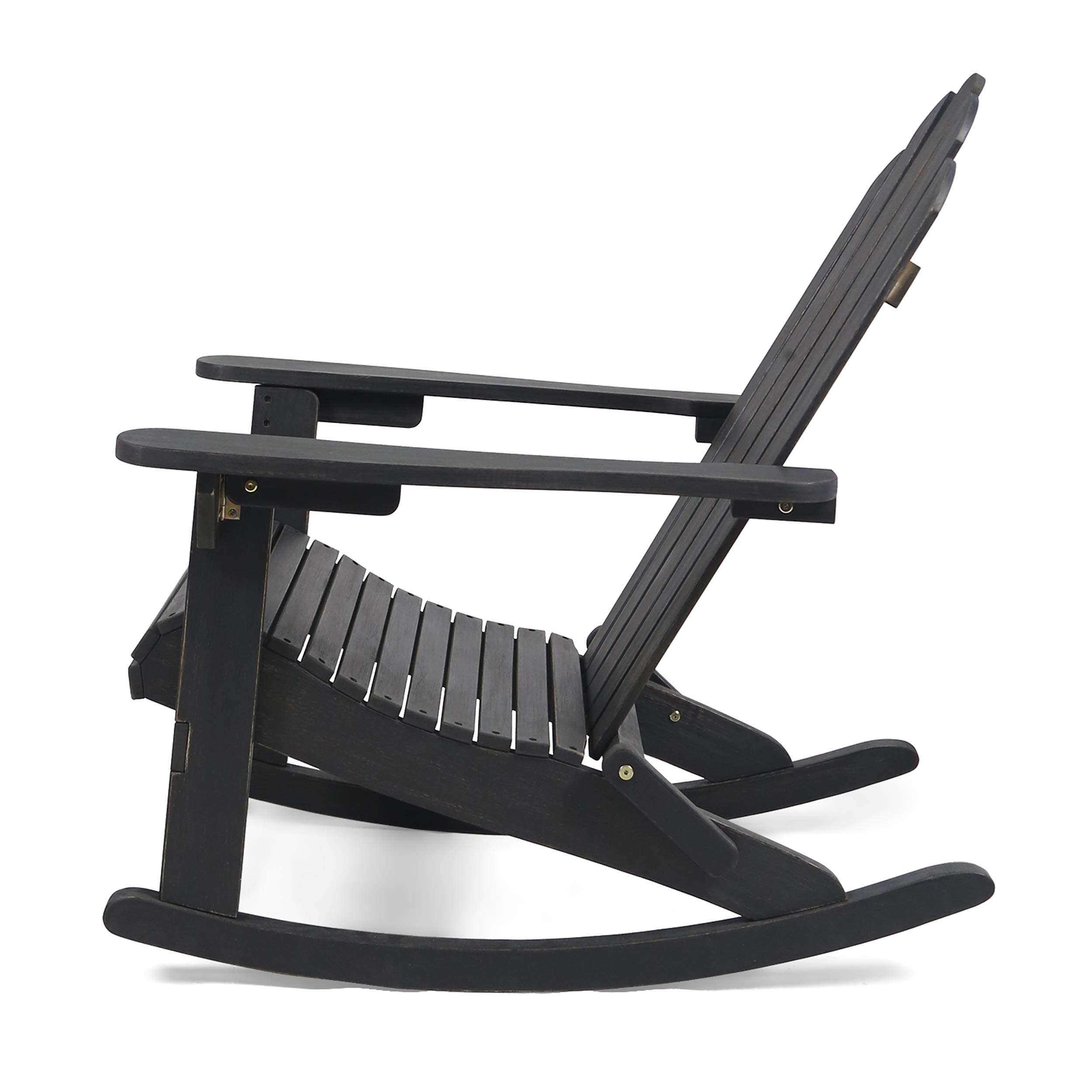 Christopher Knight Home Cara Outdoor Adirondack Acacia Wood Rocking Chair, Dark Gray Finish