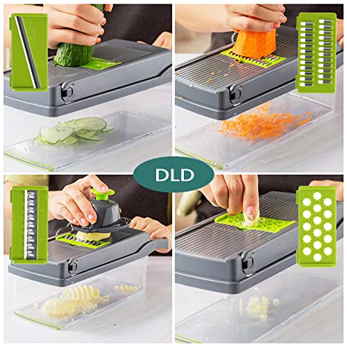 DLD Mandoline Slicer, Vegetable Chopper, Pro Food Chopper Vegetable Cutter and Dicers, Onion Chopper with Container, Vegetable Slicer and Chopper for - 8 Blades 1xCutting gloves
