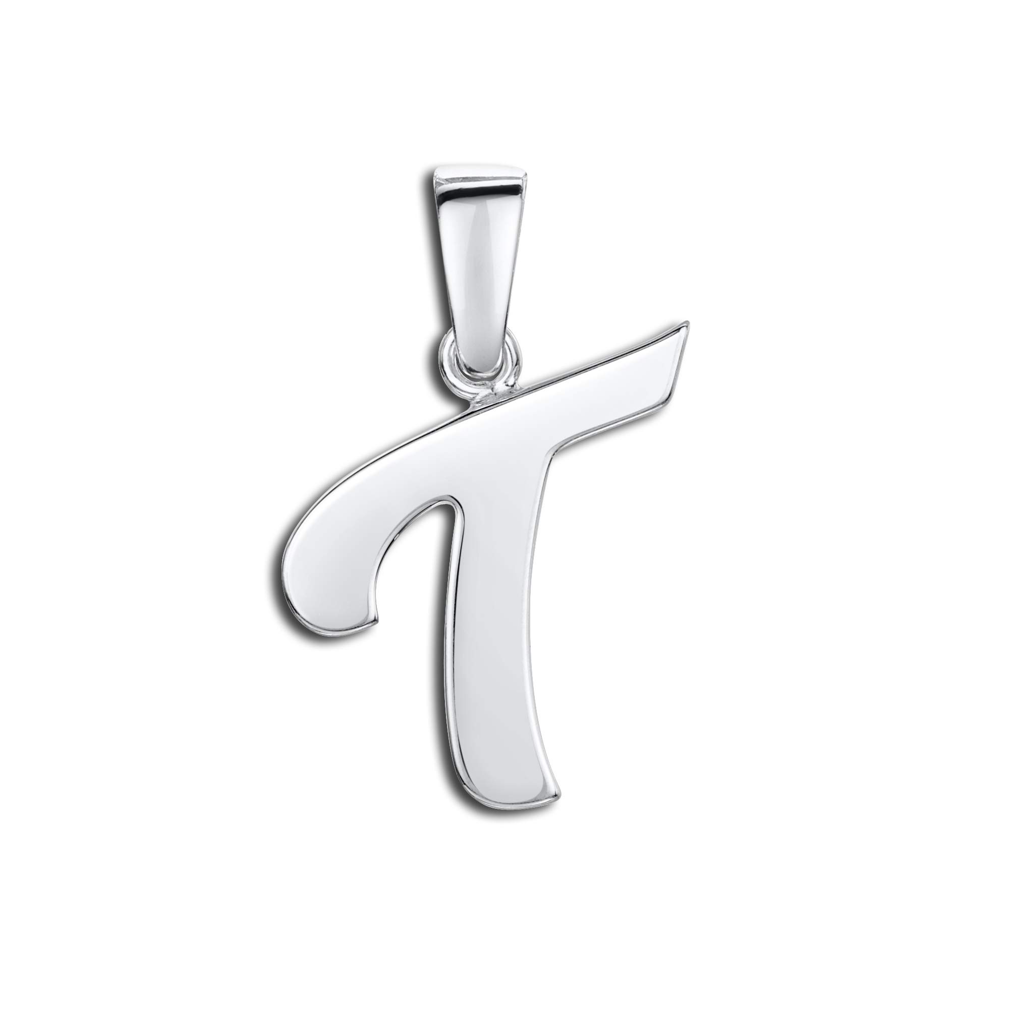 Amberta 925 Sterling Silver Alphabet Letter Pendant - Personalized Charm for Women - Stackable Symbol - Style T