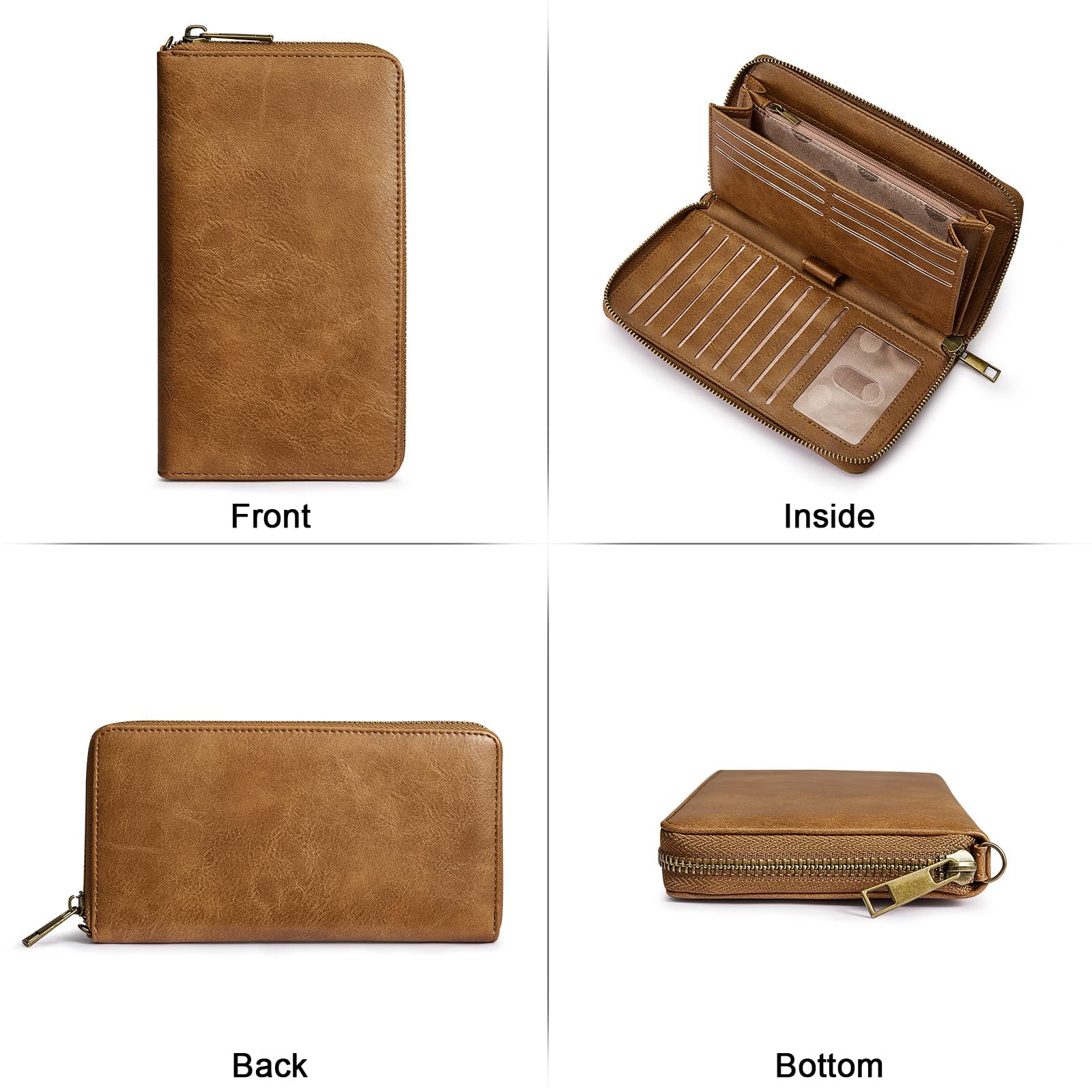 S-ZONE Wristlet Wallet for Women RFID Blocking Credit Card Holder Faux Leather Phone Wallet Purse Clutch