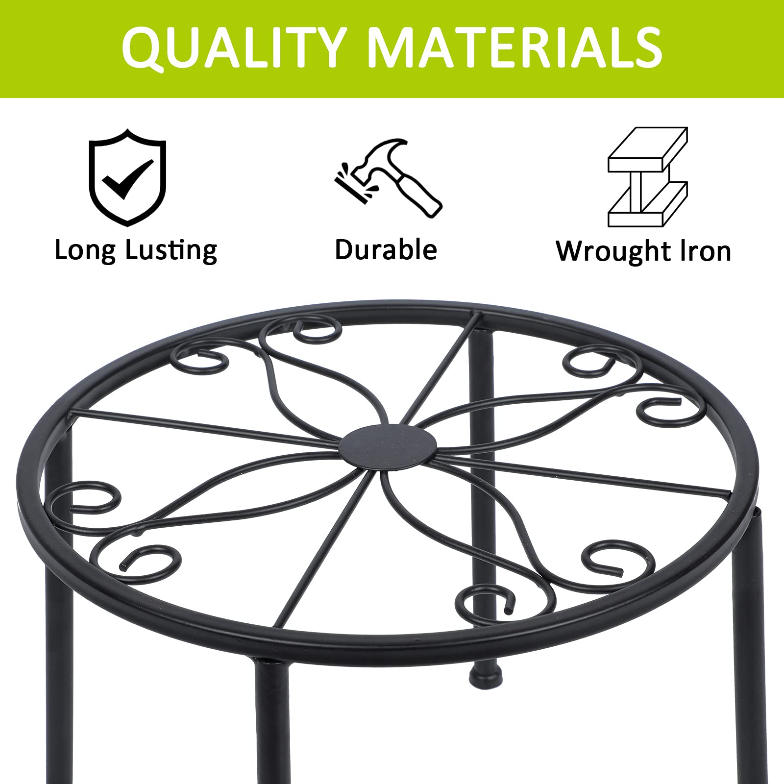 CADANI 4-Pack Decent Metal Plant Stands, Anti-Rust Iron Flower Pot Stand, Heavy Duty Plant Pot Shelf, Decoration Racks for Home Indoor and Outdoor