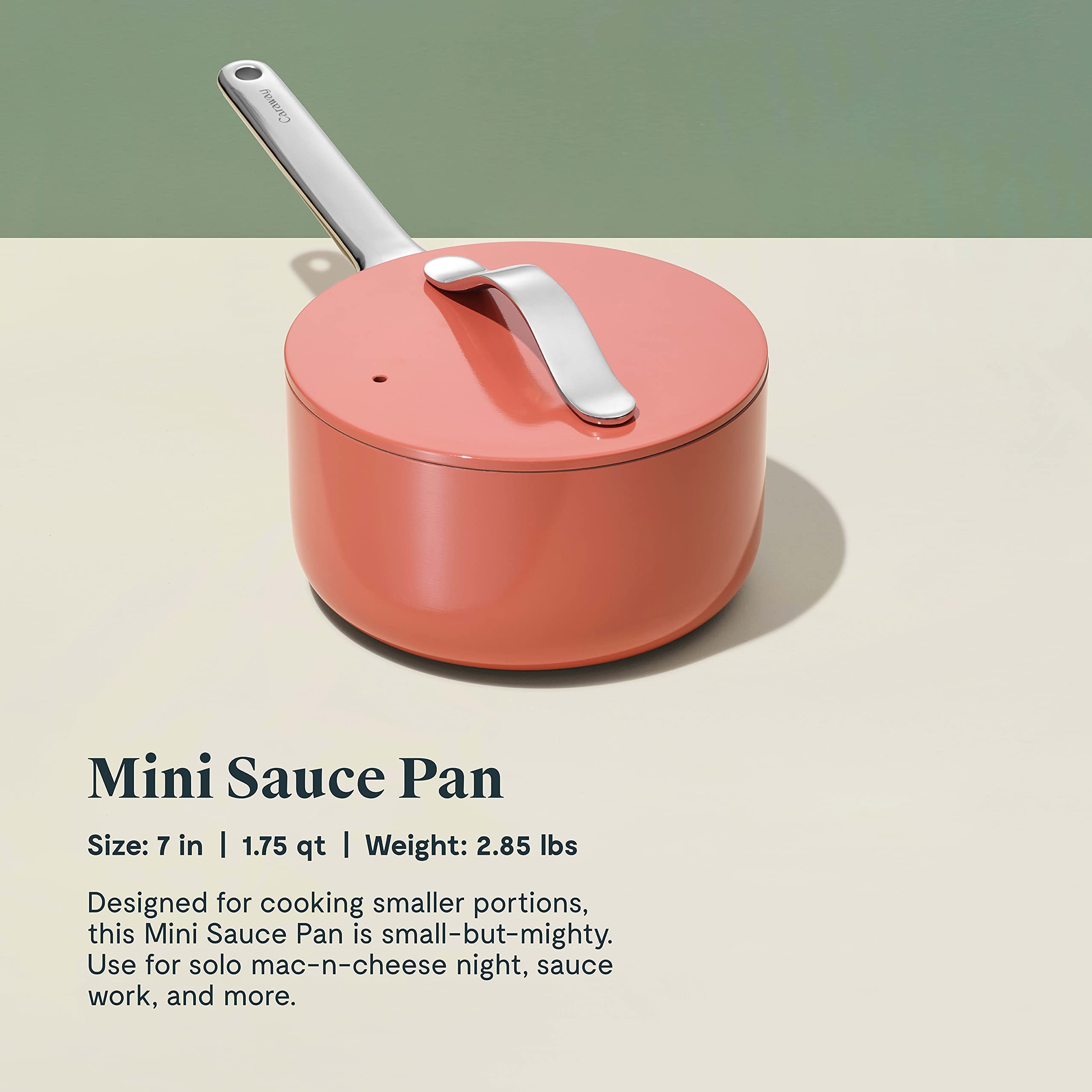 Caraway Mini Duo - Non-Stick Ceramic Mini Fry Pan (1.05 qt, 8") & Mini Sauce Pan (1.75 qt) - Non Toxic, PTFE & PFOA Free - Oven Safe & Stovetop Agnostic (Gas, Electric & Induction) - Perracotta