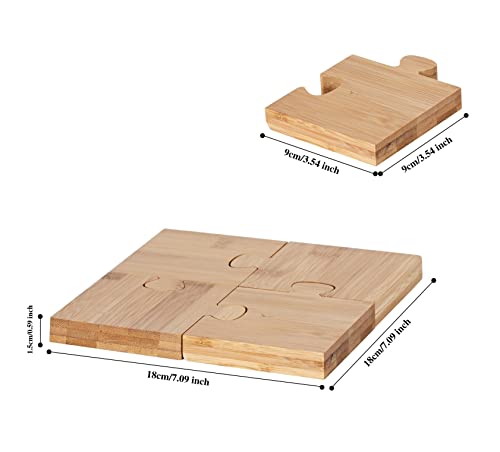 Coast2Coaster Wooden Bamboo Puzzle Coasters for Drinks and Trivet for Hot Pots, Pan Pad Holder, Countertops, End Tables, Coffee