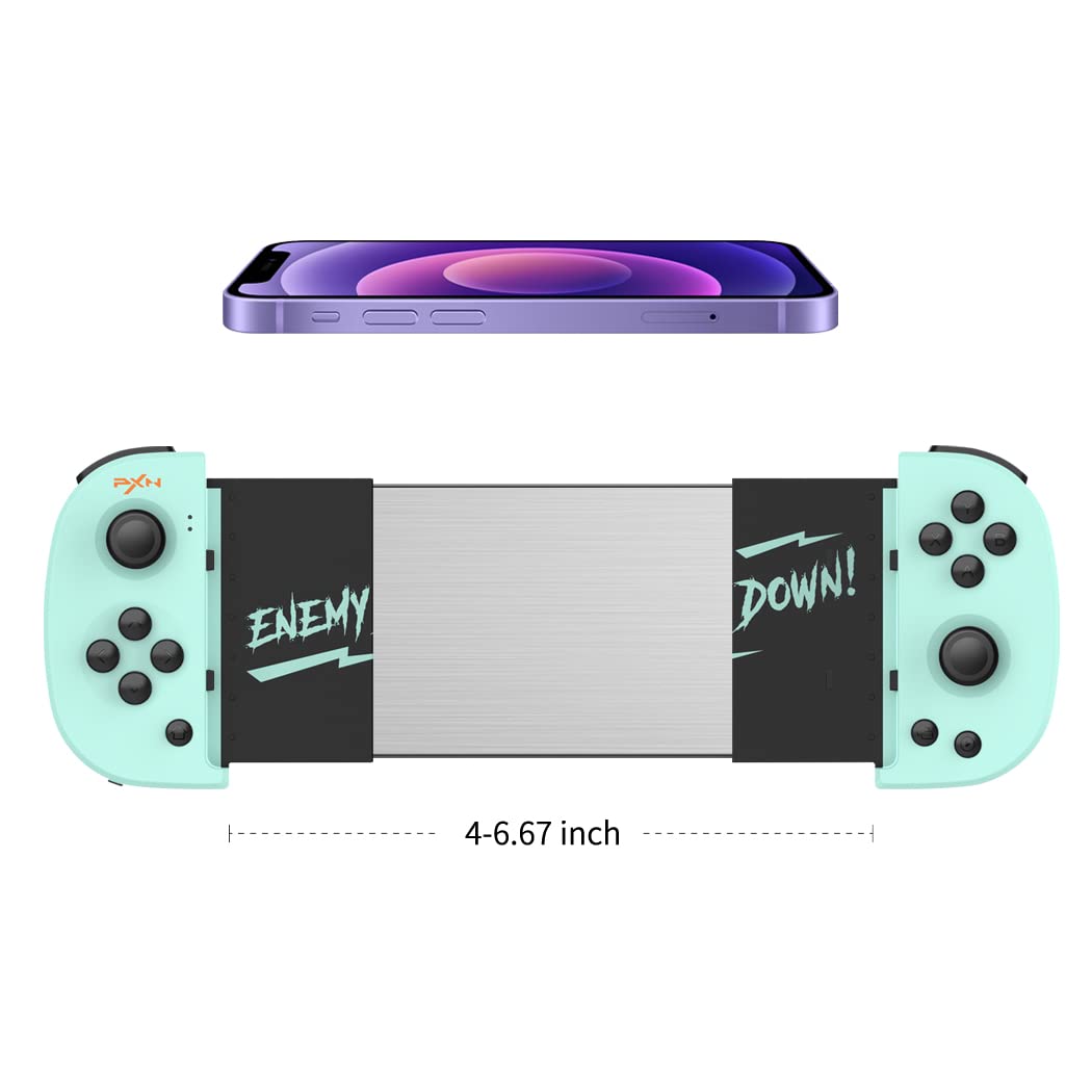 Mobile Game Controller, PXN P30PRO Retractable Low Latency FPS Game Gamepad, Micro USB Plug and Play E-Sports Gamepad for 4-6.67inch (Stretch: 6.5) Android/Apple/Samsung Smartphones - Cyan