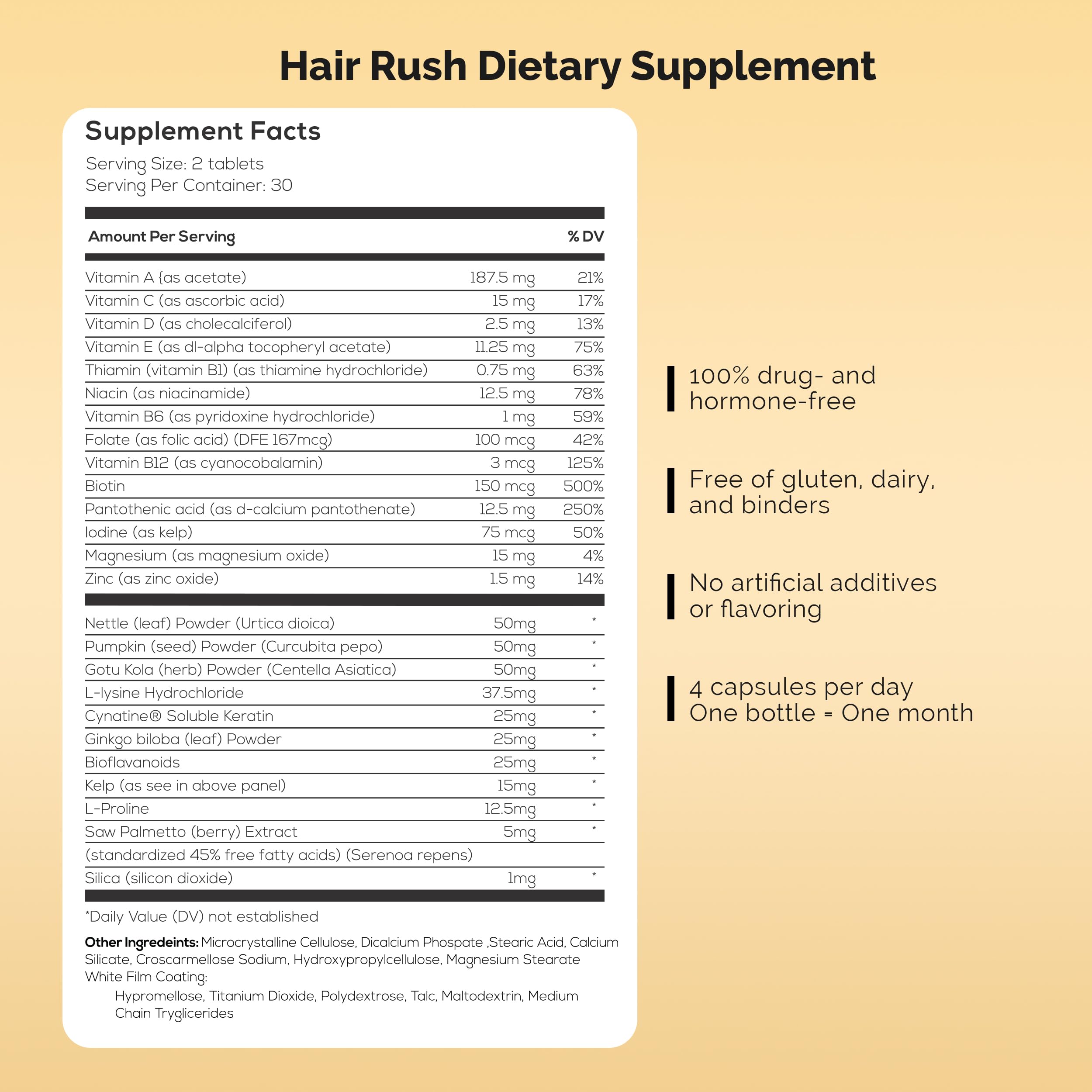 Ultrax Labs Hair Growth Supplements with Solubilized Keratin for Visibly Thicker and Stronger Hair, 23 Hair Vitamins, Science Backed Hair Growth Product - 1 Month Supply