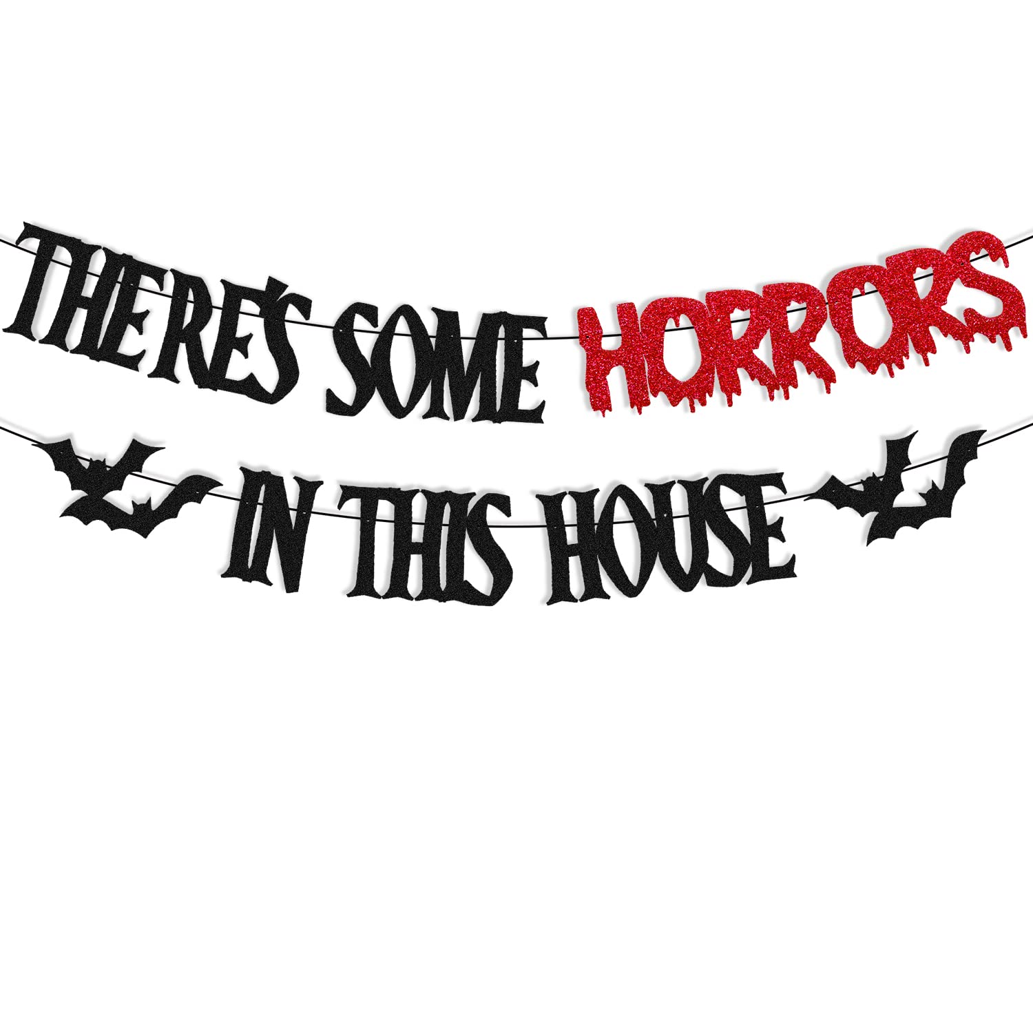 Thereâs Some Horrors in This House Banner Halloween Horrible Bat Scary Themed for Boy Girl Kids Halloween Festival Party Decorations