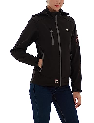 Little Donkey Andy Women’s Softshell Jacket, Ski Snowboarding Jacket with Removable Hood, Fleece Lined and Water Repellent Black M