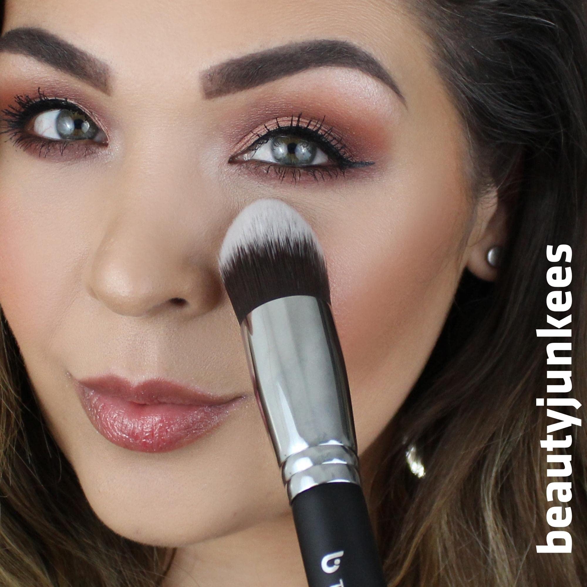 Under Eye Concealer Brush - Beauty Junkees Tapered Kabuki Brush with Soft Synthetic Bristles for Concealing, Blending, Setting, Buffing with Powder, Liquid, Cream Cosmetics, Vegan Makeup Brushes