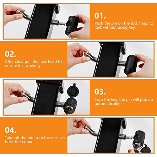 META Hardware Swivel Head Trailer Hitch Lock, Right Angle 1/2β and 5/8β Diameter Dual Bent Pin for Class I II III IV V Hitches, Anti-Theft Hitch Pin Lock Compatible with Tow Truck, Boat, Bike