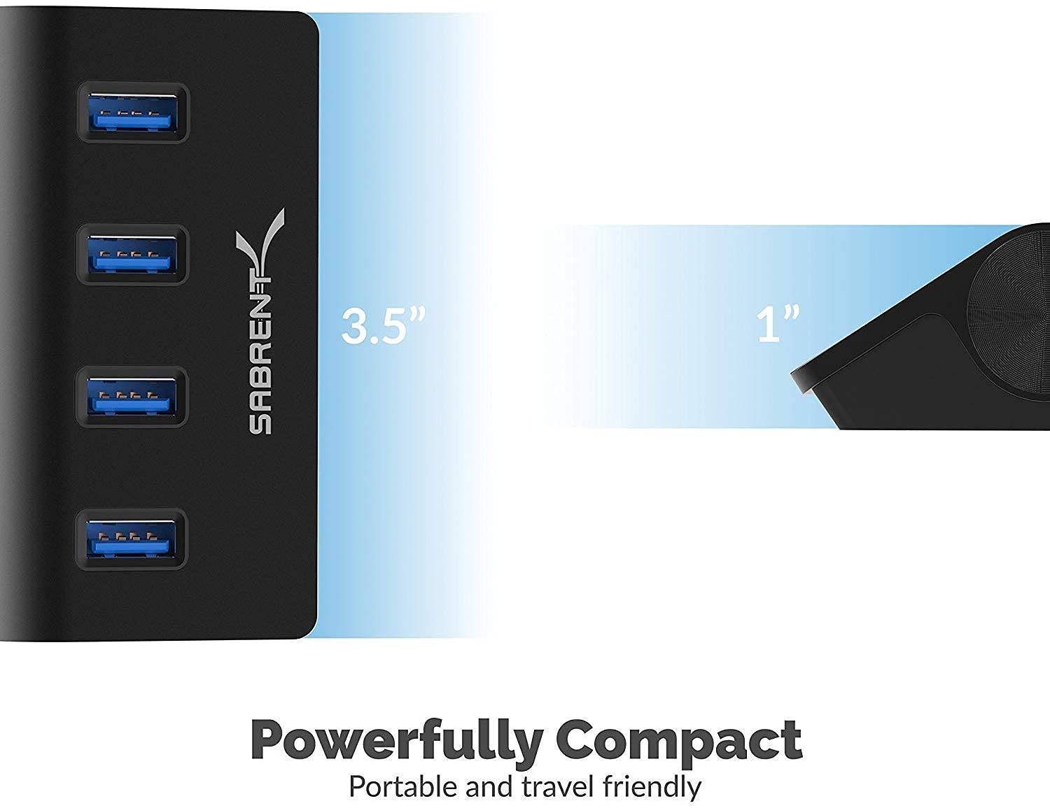 SABRENT 4-Port USB 3.0 Hub - Aluminum Design, Portable Data Hub with 2.5ft Cable for iMac, MacBook, PC - Black (HB-MC3B)