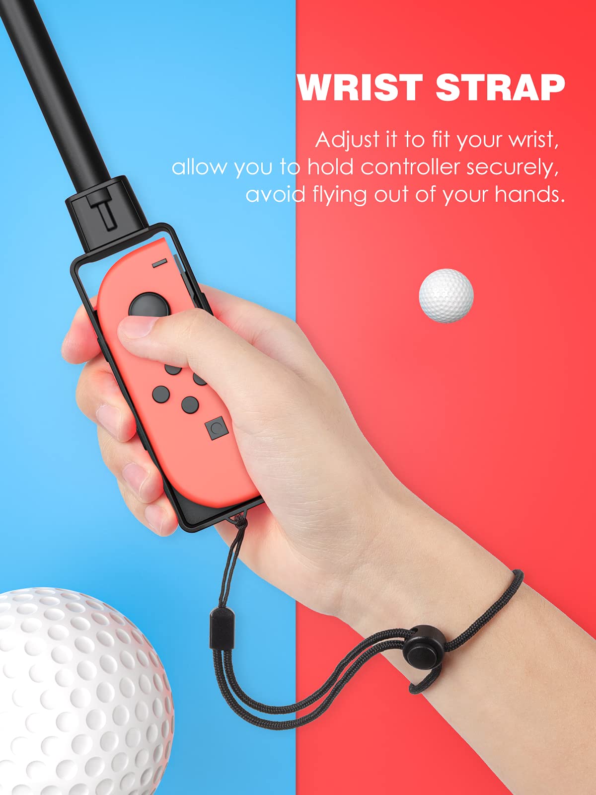 MoKo Golf Clubs Fit with Switch/Switch OLED Model (2021) Mario Golf: Super Rush Golf Handle Grips Game Accessories Kit Fit with Joy-Con Controller 2 Pack with Rotatable Golf Rod &Wrist Strap, Black
