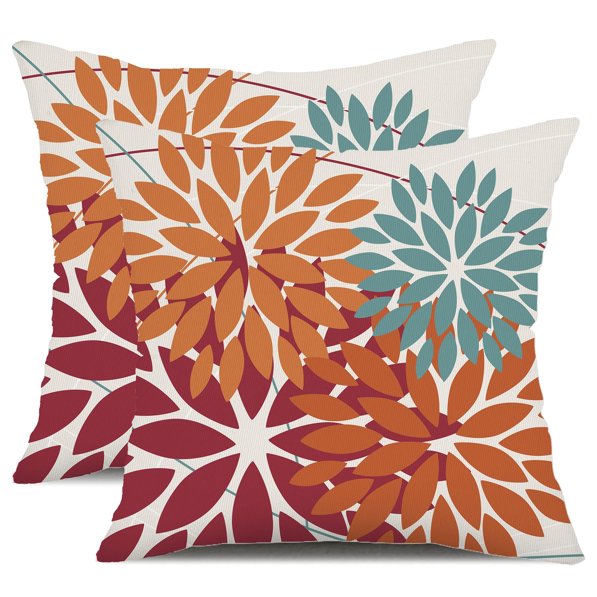 DFXSZ Outdoor Throw Pillow Covers 18x18 Inch Set of 2 Waterproof Spring Summer Geometric Elegant Burnt Orange Outdoor Pillow Covers for Patio Funiture Garden Couch 168D18