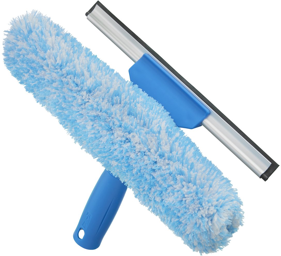 Unger Professional 2-in-1 Squeegee & Scrubber - 10â Window Cleaning Tool â Cleaning Supplies, Squeegee for Window Cleaning, Commercial & Residential Use, Microfiber Sleeve