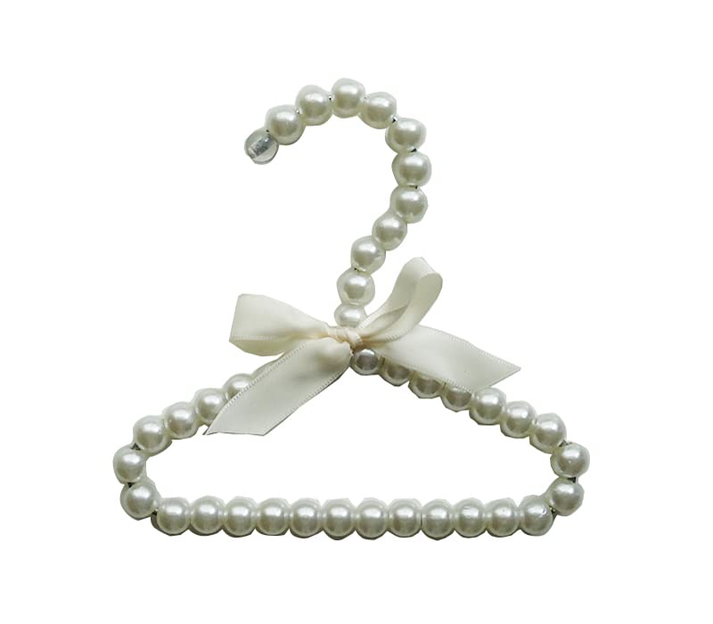 Fashion Cutes Hangers Pearl Breaded for Kids Clothes and Pet Clothes (5) Hangers per Pack (White)