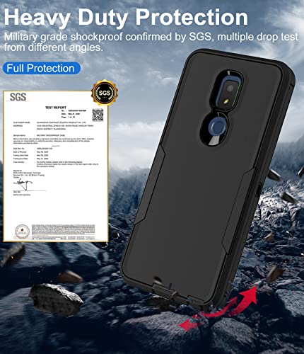Dahkoiz Cricket Icon 3 Case, At&t Motivate 2, Cricket Splendor Phone Case with Screen Protector, Dust-Proof Port Cover, Magnetic Car Mount Support, Full Body Silicone Rubber Protection, Black