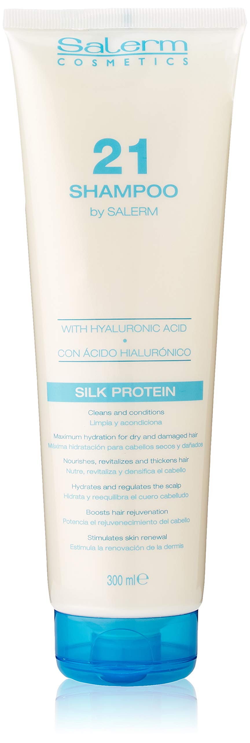 Salerm - Hydrating Shampoo 21 Silk Protein - 300 ml - for Dry and Damaged Hair - with Silk Proteins - Nourishes, Repairs, and Revitalizes Hair - Heat Protection