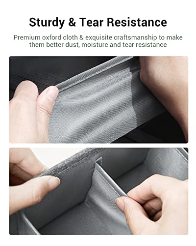 HogarTech Underwear Bra Orgainzer for Drawer, Sturdy Construction with Double Zippers, Durable Oxford Cloth, Removable Base Board Drawer Organizer for Sock, Clothing, Bra, 3 Pack, Grey
