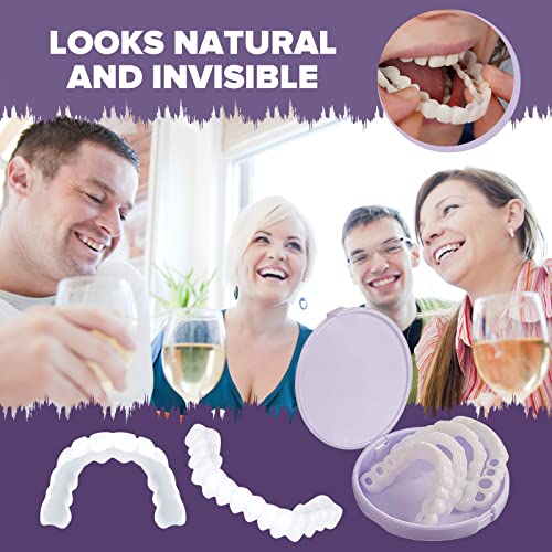 Fake Teeth,2 PCS Dentures Teeth for Women and Men, Dental Veneers for Temporary Teeth Restoration, Nature and Comfortable, Protect Your Teeth and Regain Confident Smile, Natural Shade-2