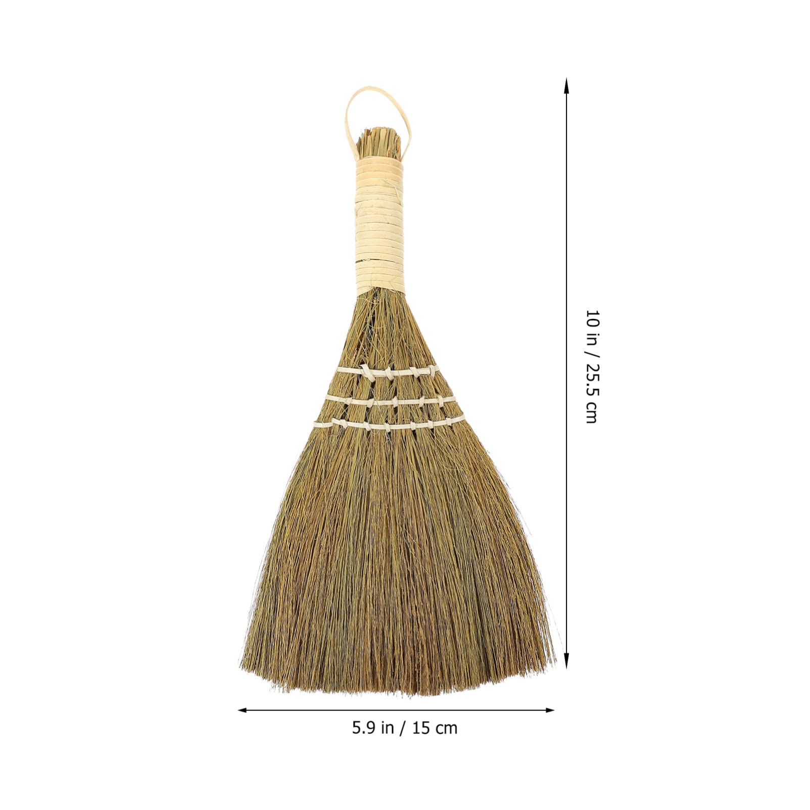 BESTonZON Manual Broom Vintage Broom 2Pcs Desktop Broom Retro Asian Straw Broom Natural Flower Grass Broom Manual Whisk Broom for Home Kitchen Sweeping Broom Short Handle Broom