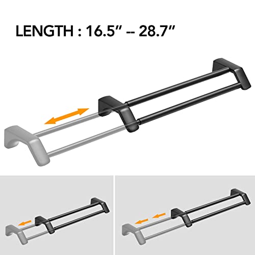 Hoimpro Adjustable 13.9-25.3 Inches Double Bath Towel Bar for Bathroom SUS304 Stainless Steel Towel Holder, Hotel Style Wall Mount with Screws Hand Towel Bar,Towel Rack Rod Hanger, Matte Black