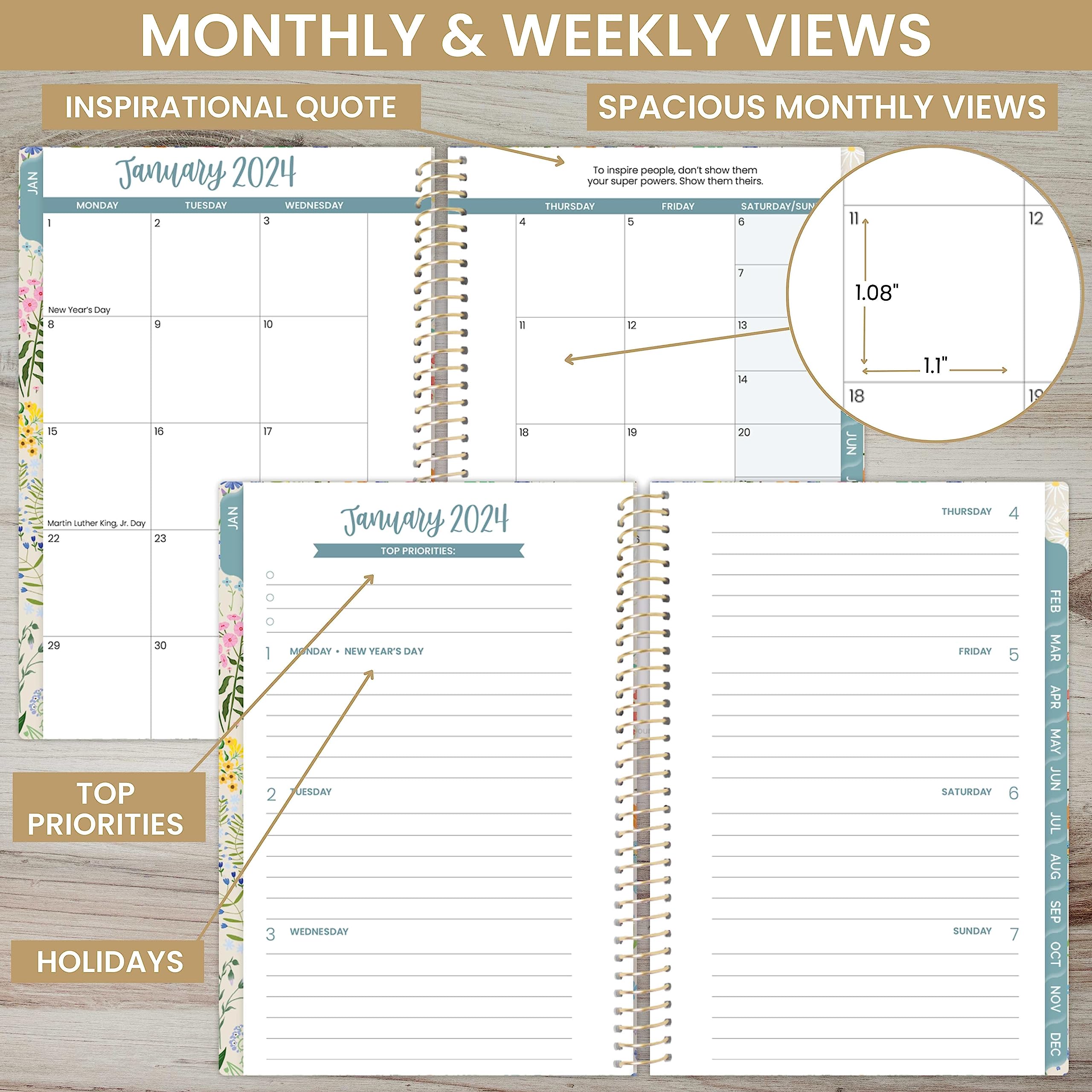 bloom daily planners 2024 Pocket Planner - 4β x 6β - (January 2024 - December 2024) - MINI Weekly/Monthly Agenda Organizer & Calendar Book - Garden Party