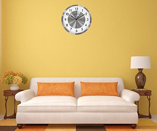 Fzy.bstim Non Ticking Silent Wall Clock Decorative,Analog Metal Wall Clock Battery Operated,Bedroom/Living Room/Office/Kitchen Clock,10 Inch