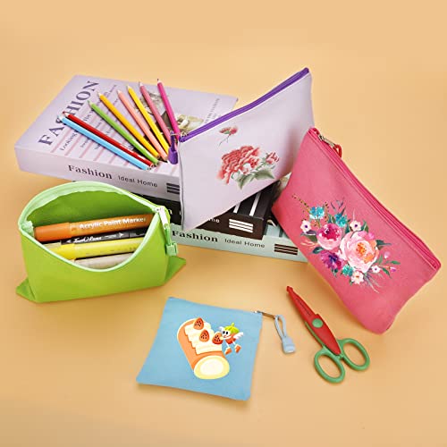Fassave 12 Pack DIY Craft Cotton Canvas Bag, Multi-Purpose Cosmetic Bag Makeup Pouches with Zipper Travel Toiletry Bag Pen Pencil Bag (Multicolor, L) (D003)