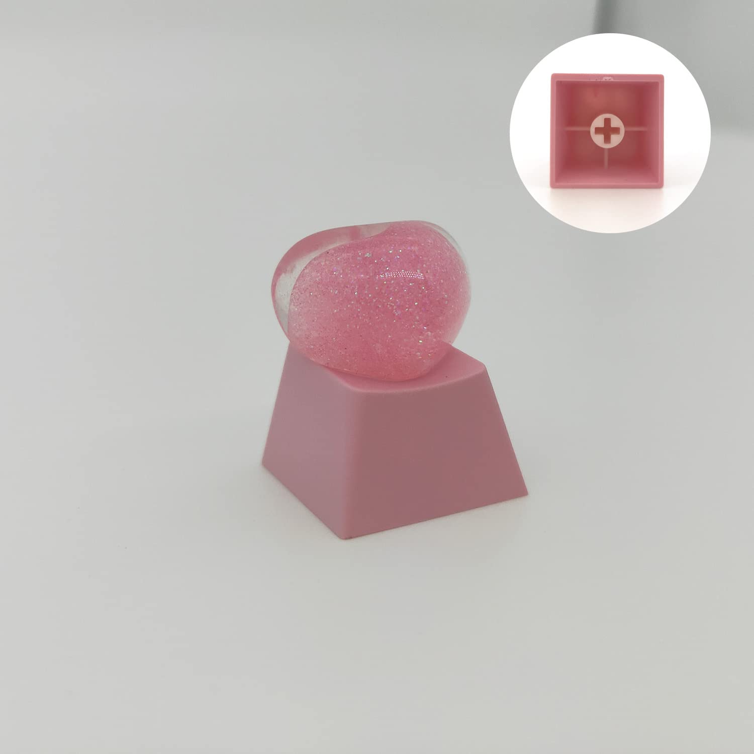 Handmade Cute Keycaps,Compatible with Cherry MX Switches Mechanical Keyboard Pink PBT Keycap,Computer Gaming Keyboards Key Caps,Artisan ESC OEM Profile R4 Key Cap (Pink Heart)