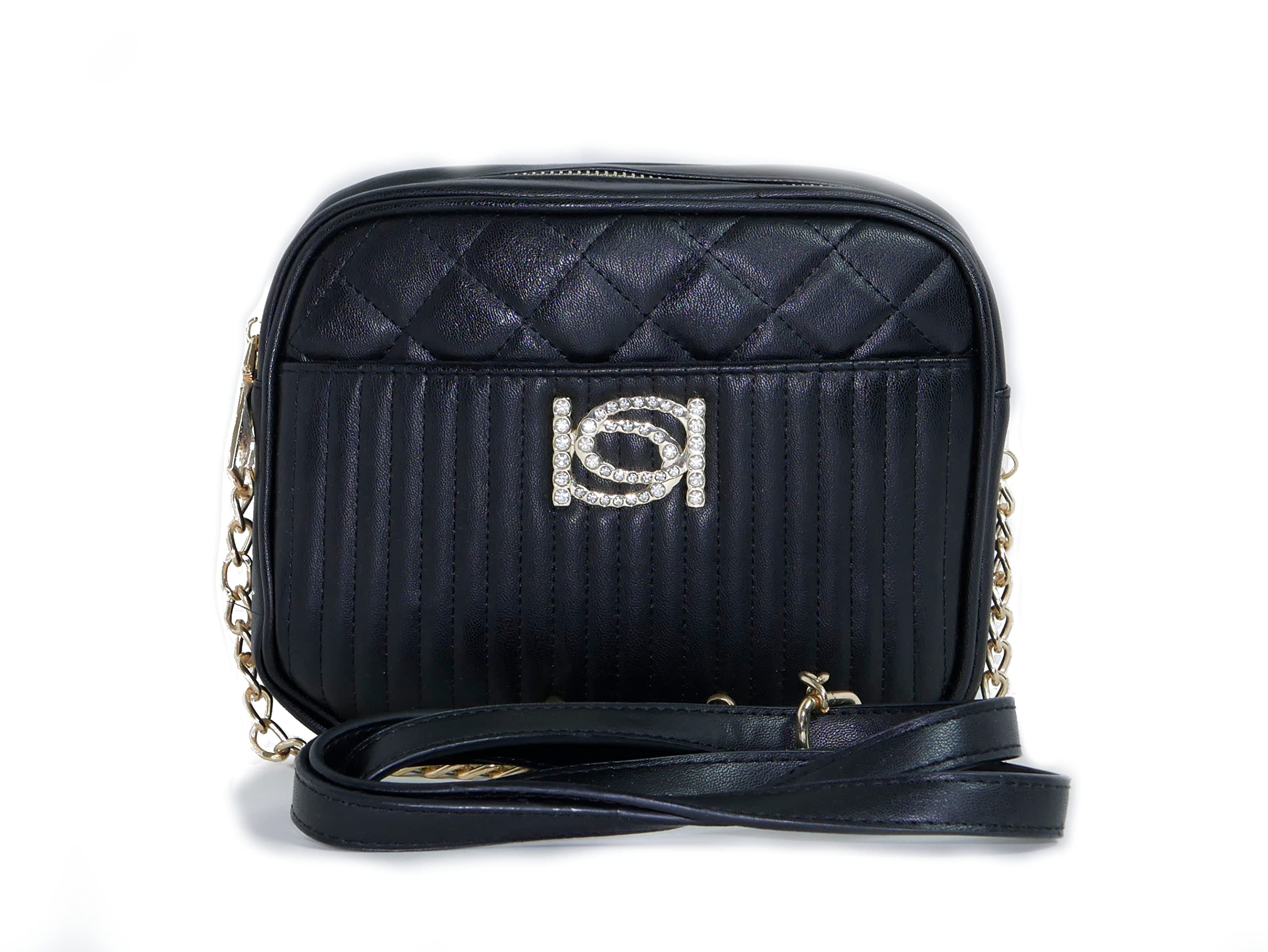 bebe Hazel Rhinestone HW Crossbody Black