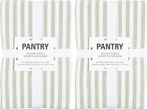 KAF Home Premium Kitchen Towels (18" x 28"), Large 100% Cotton, Flat & Terry Absorbent Dish Towel Set (Sage, 6 Pack)