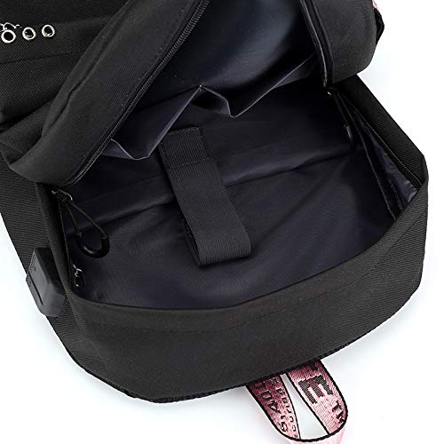 CUSALBOY Kpop Backpack Lisa Rose JISOO Jennie Color Photo Computer Backpack FashionTravel Business Work Backpack Whit USB Port (Black)