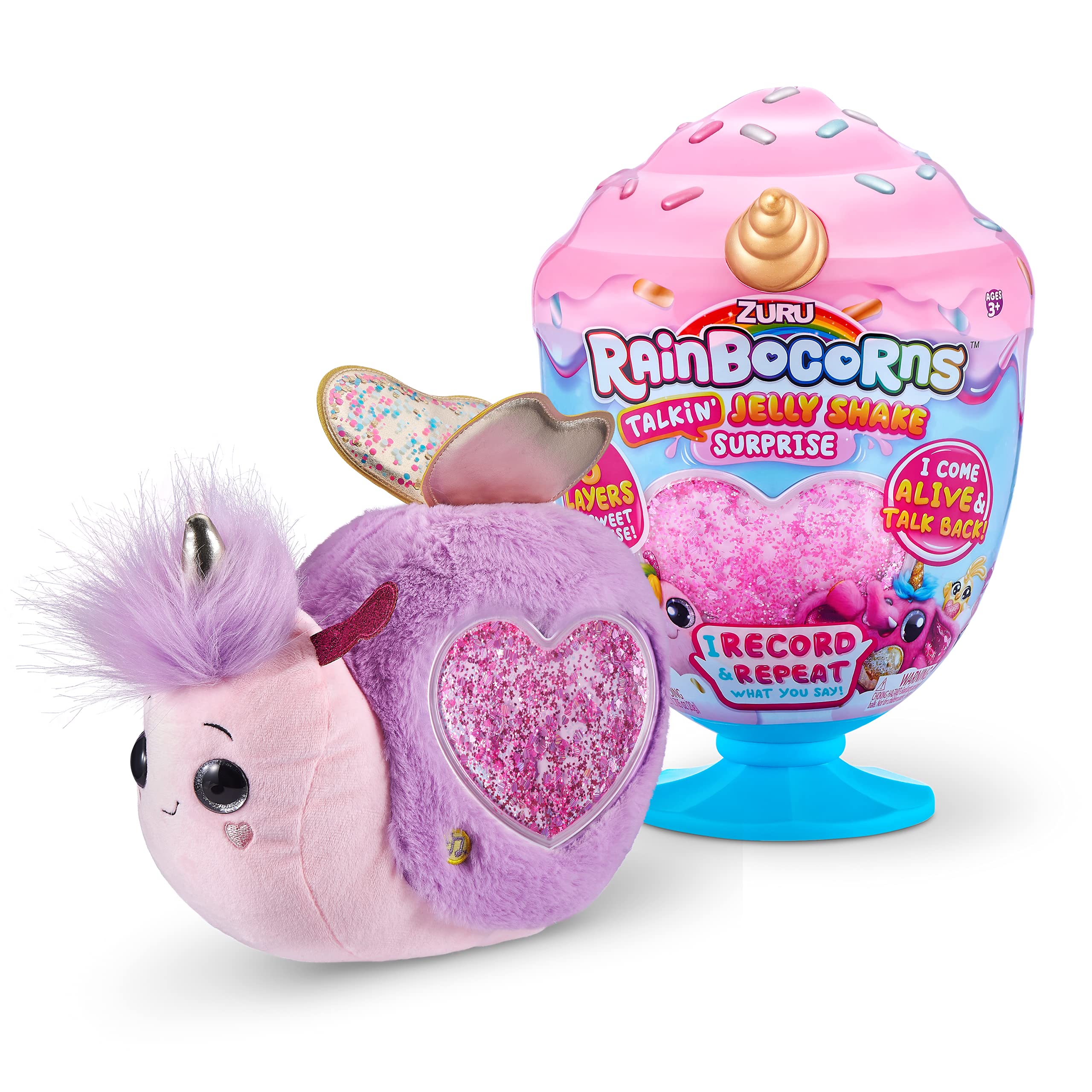 Rainbocorns Jelly Shake Surprise Series 2 Snail by ZURU Cuddle Plush Scented Stuffed Animal, Slime Mix, Talkback Feature and More, Ages 3+ (Snail)