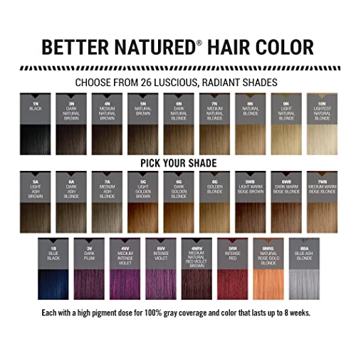 Better Natured Permanent 1B Blue Black Hair Color Dye - Naturally-derived, Vegan & 100% Gray Coverage that Lasts up to 8 Weeks