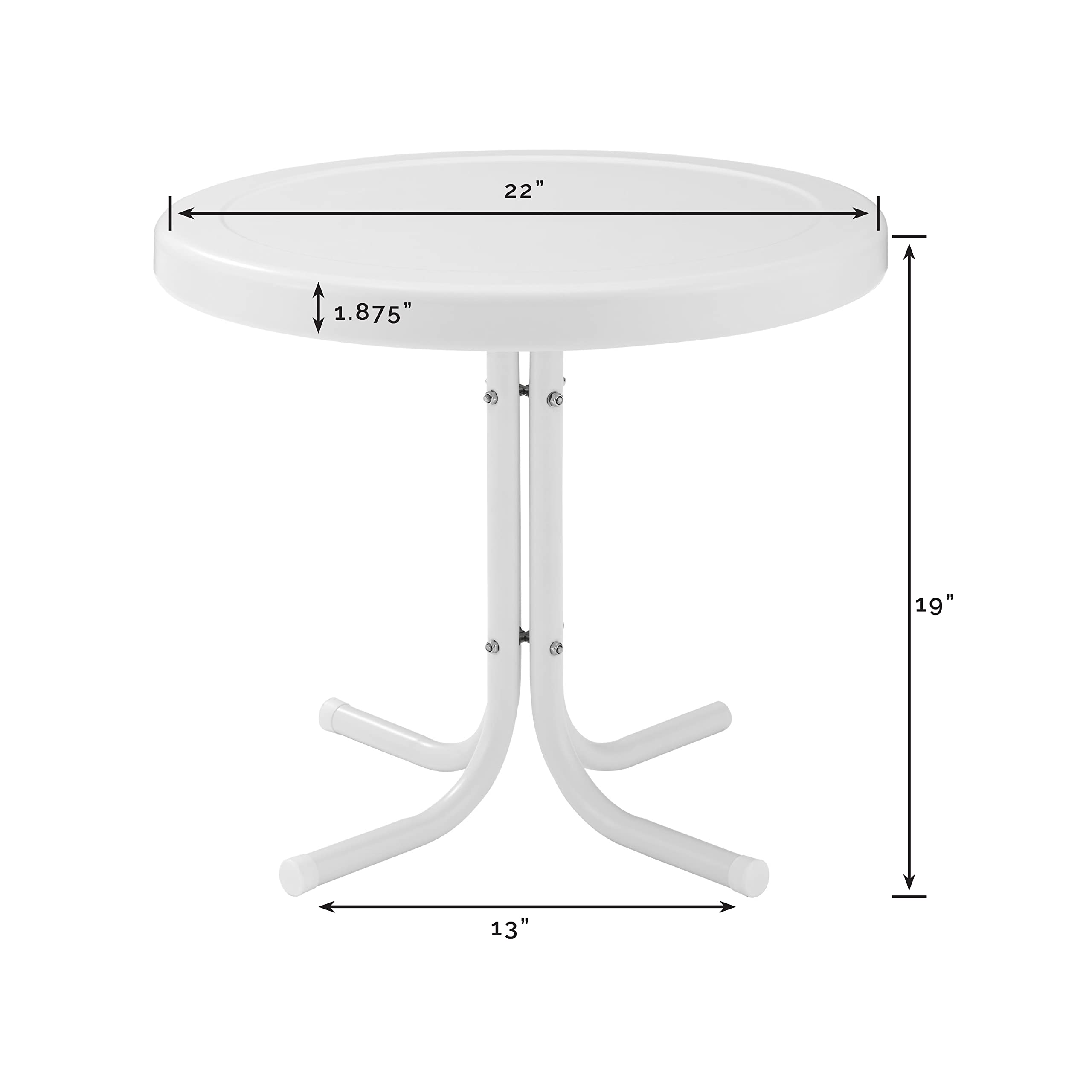 Crosley Furniture Griffith Retro Metal Round Outdoor Dining Table with Umbrella Hole for Outside Patio, Alabaster White