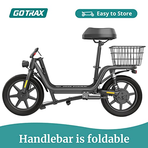 Gotrax FLEX Electric Scooter with Seat for Adult Commuter,16 Miles Range&15.5Mph Power by 400W Motor, Foldable Scooter with 14" Pneumatic Tire& 9”Comfortable Wider Deck, EBike with Carry Basket Black
